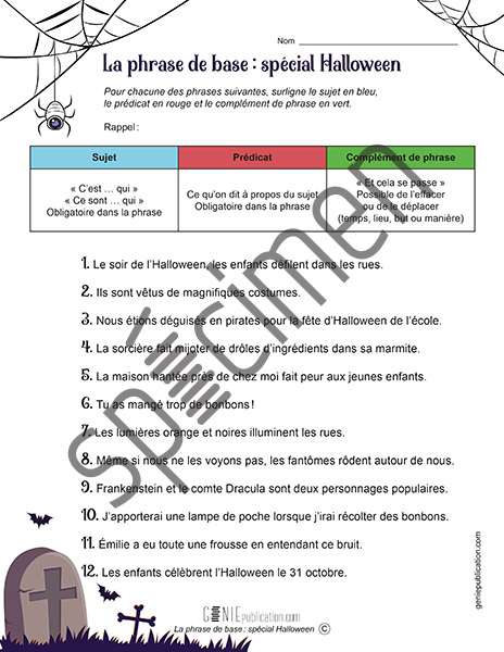 Géniepublication | Catalogue | La phrase de base : spécial Halloween