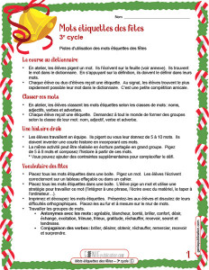 Géniepublication | Catalogue | Mots étiquettes des fêtes – 3ᵉ cycle
