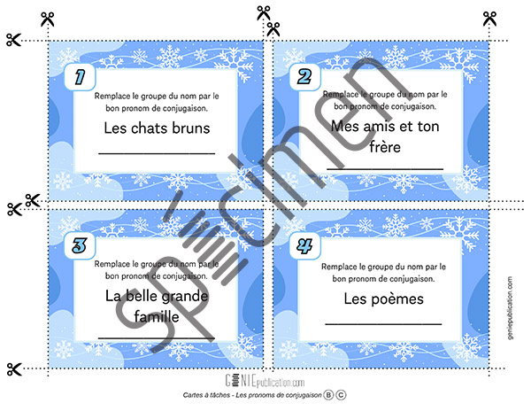 Géniepublication | Catalogue | Cartes à tâches – Les pronoms de conjugaison
