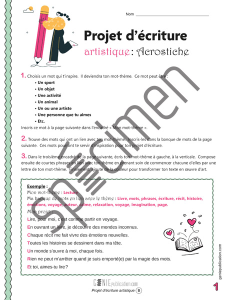 Géniepublication | Catalogue | Atelier d’écriture (Acrostiche)