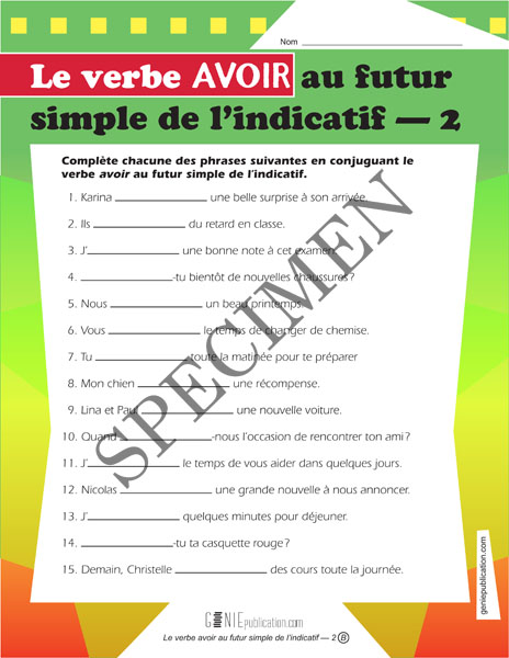 Géniepublication | Catalogue | Le verbe avoir au futur simple de l ...