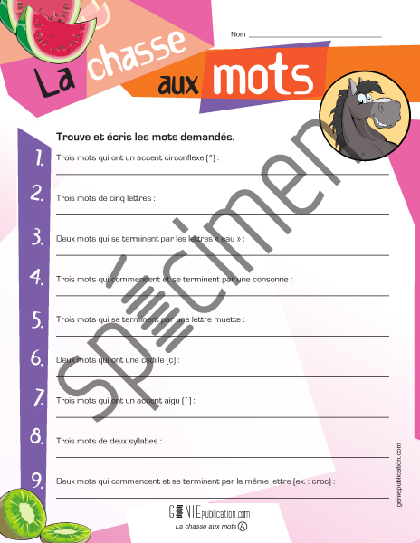 Géniepublication | Catalogue | La chasse aux mots