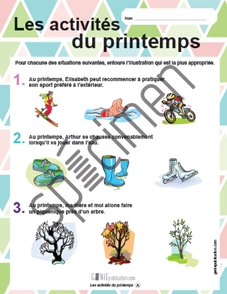 Géniepublication | Catalogue | Les activités du printemps